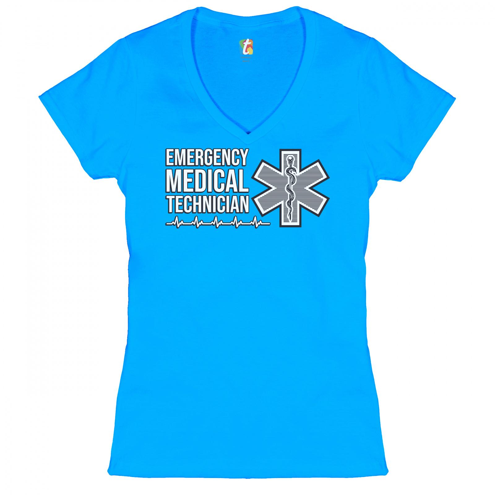 Emergency Medical Technician Women's V-Neck T-shirt EMT First Responder ...